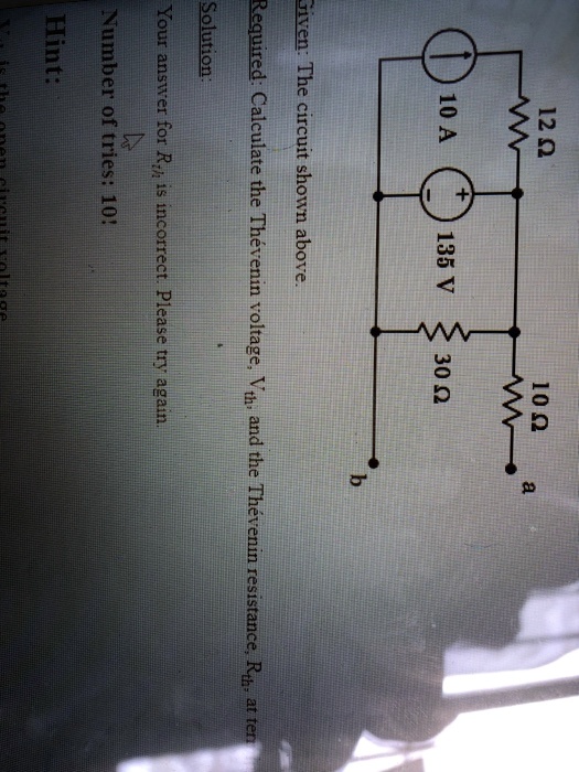 12 ? 10 A + 10 ? a 135 V 30 ? b Given: The circuit shown above ...