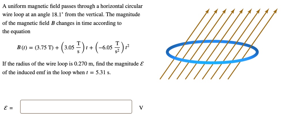 a uniform magnetic field passes through a horizontal circular wire loop at an angle 181 from the ...