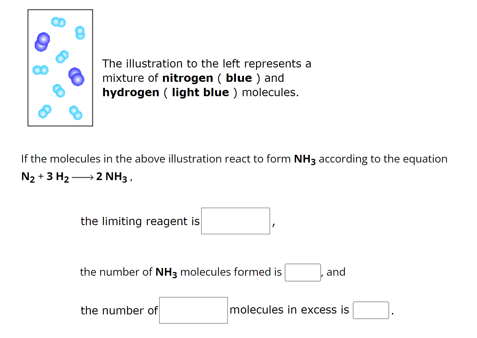 The illustration to the left represents a mixture of nitrogen (blue ...