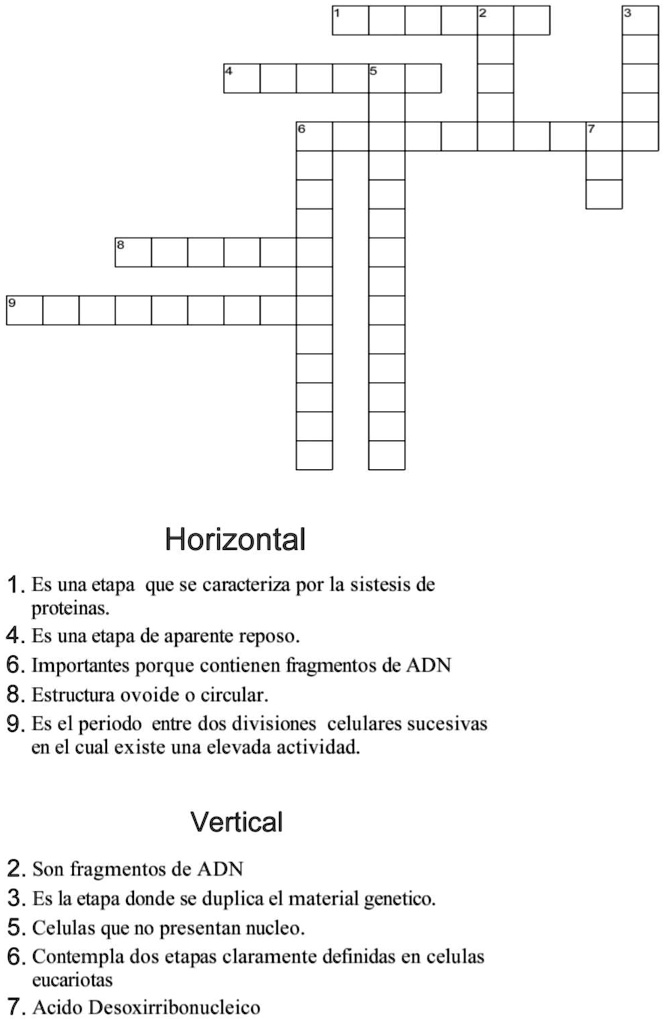 crucigrama genetica miren si lo pueden hacer porfavor horizontal es una etapa que se caracteriza ...