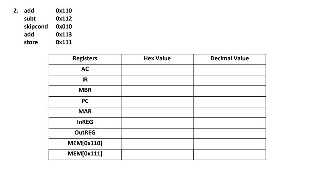 SOLVED: For each sequence of instructions below, list all registers and ...
