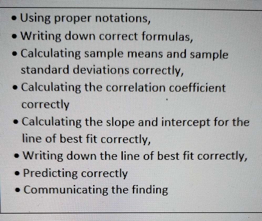 using proper notations writing down correct formulas calculating sample meansiand sample ...
