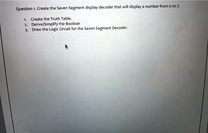 Solved Create The Seven Segment Display Decoder That Will Display A Number From 0 To 7 1
