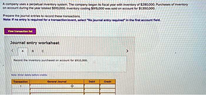 A company uses a perpetual inventory system. The company began its ...