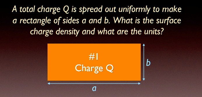 SOLVED: A total charge Q is spread out uniformly to make rectangle of ...