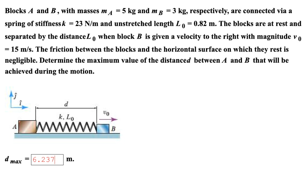 SOLVED: Blocks A and B, with masses Ma = 5 kg and Mb = 3 kg, respectively, are connected via a ...