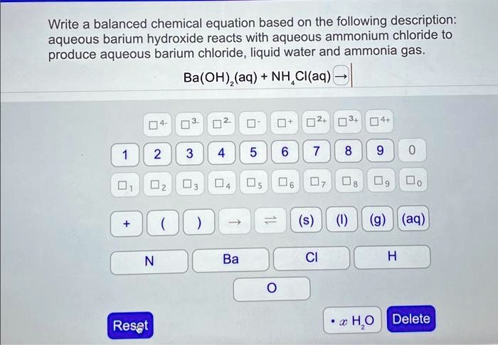 Write a balanced chemical equation based on the following description ...