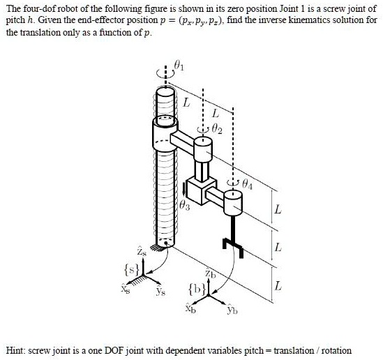 the four dof robot of the following figure is shown in its zero position joint 1 is a screw ...