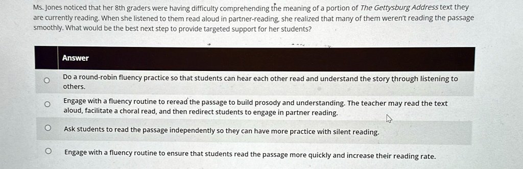 Ms. Jones noticed that her 8th graders were having difficulty ...