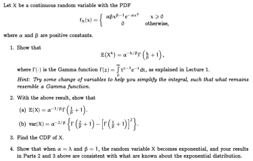 Solved Let X Be A Continuous Random Variable With The Pdf Xb 0 Otherwise Fxx Where X And B 