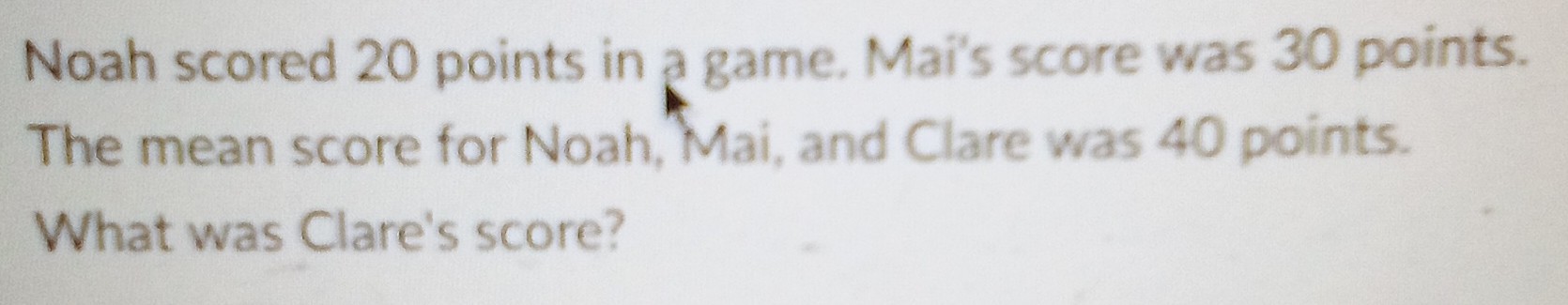 SOLVED: Noah scored 20 points in a game. Mai's score was 30 points. The ... SOLVED: Noah scored 20 points in a game. Mai's score was 30 points. The ...