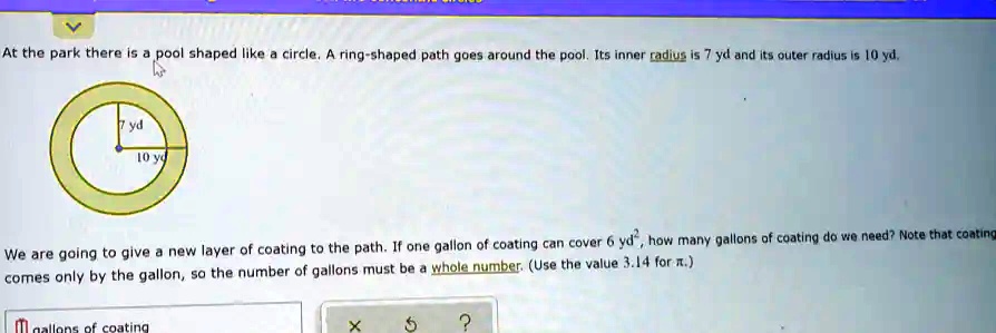 SOLVED: At the park there Is pool shaped like circle ring-shaped Path ...