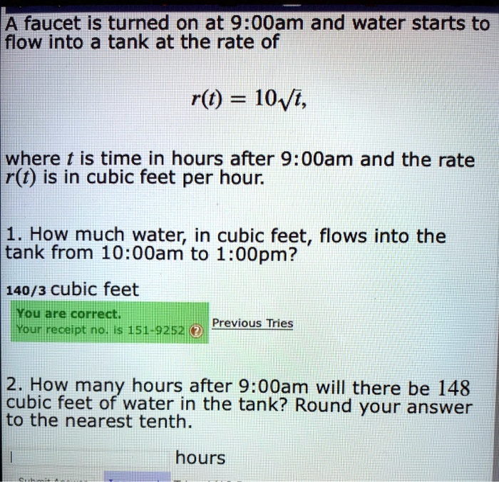 VIDEO solution: A faucet is turned on at 9:00 am and water starts to ...