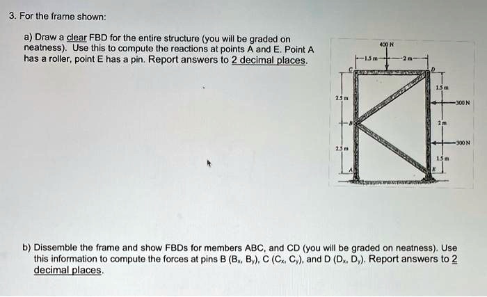 3 for the frame shown a draw clear fbd for the entire structure you ...