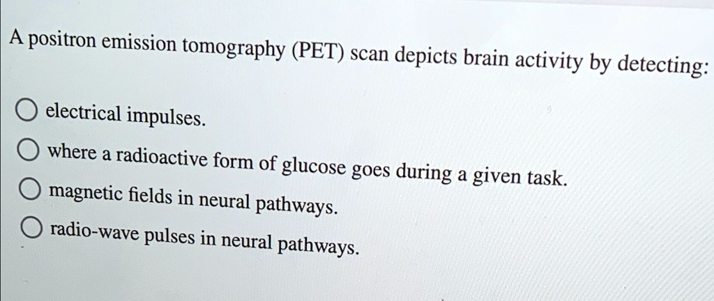 a positron emission tomography pet scan depicts brain activity by ...