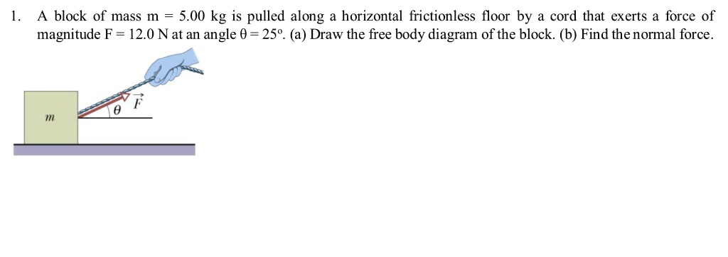 SOLVED: A block of mass m 5.00 kg is pulled along a horizontal frictionless floor by a cord that ...