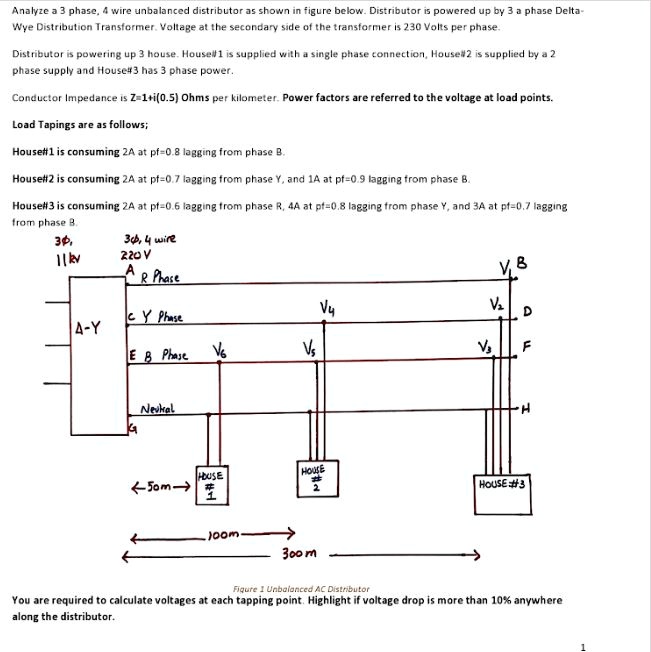 SOLVED: Analyze a 3-phase, 4-wire unbalanced distributor as shown in ...