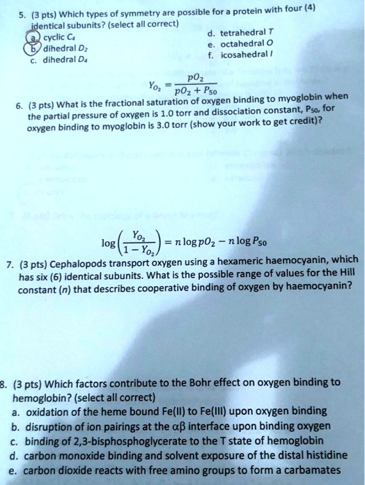 SOLVED: Protein with four (4) identical subunits can have the following ...