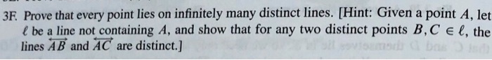 SOLVED: 3F Prove that every point lies on infinitely many distinct ...