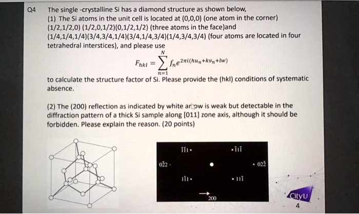 SOLVED:The single -crystalline Si has diamond structure as shown below ...