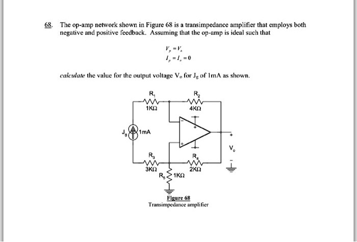 SOLVED: The op-amp network shown in Figure 68 is a transimpedance amplifier that employs both ...
