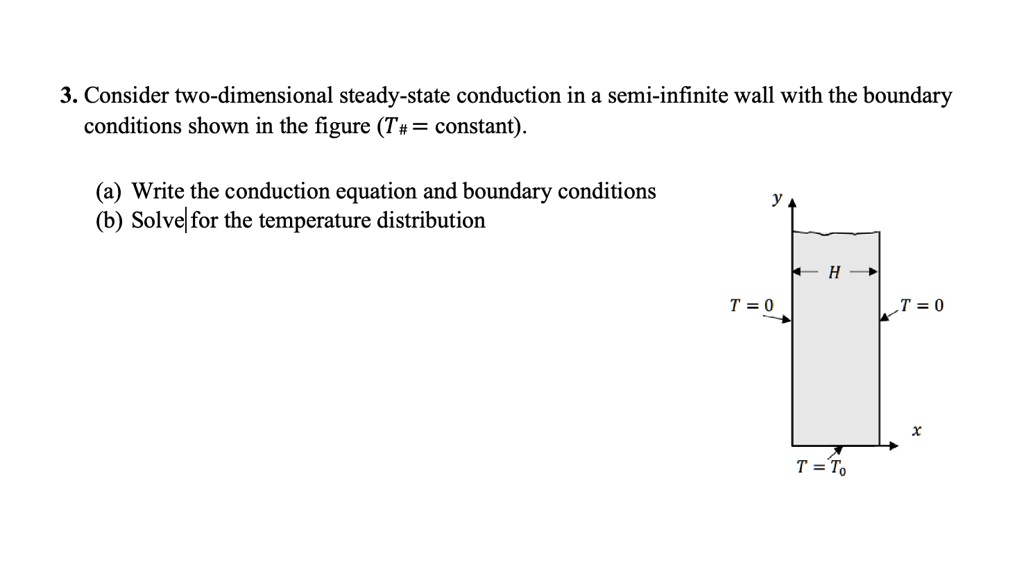 SOLVED: Consider two-dimensional steady-state conduction in a semi-infinite wall with the ...