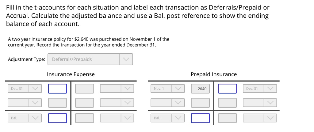 Fill in the t-accounts for each situation andlabeleach transaction as ...