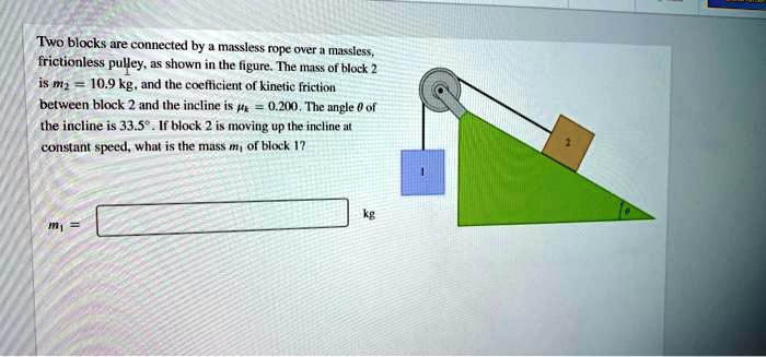 SOLVED: Two blocks are connected by a massless rope over a massless frictionless pulley, as ...