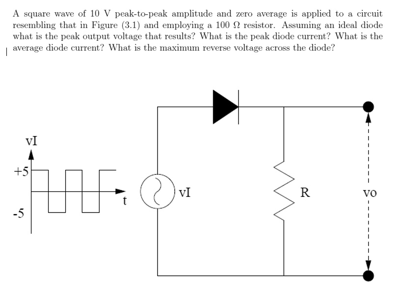 SOLVED: A square wave of 10 V peak-to-peak amplitude and zero average is applied to a circuit ...