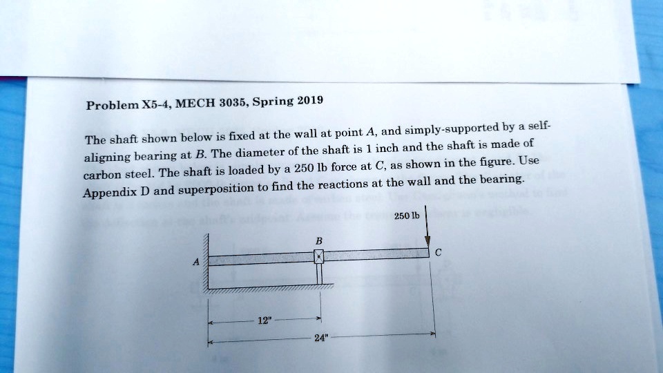 SOLVED: Problem X5-4, MECH 3035, Spring 2019 The appendix D is a deflection equation. The shaft ...