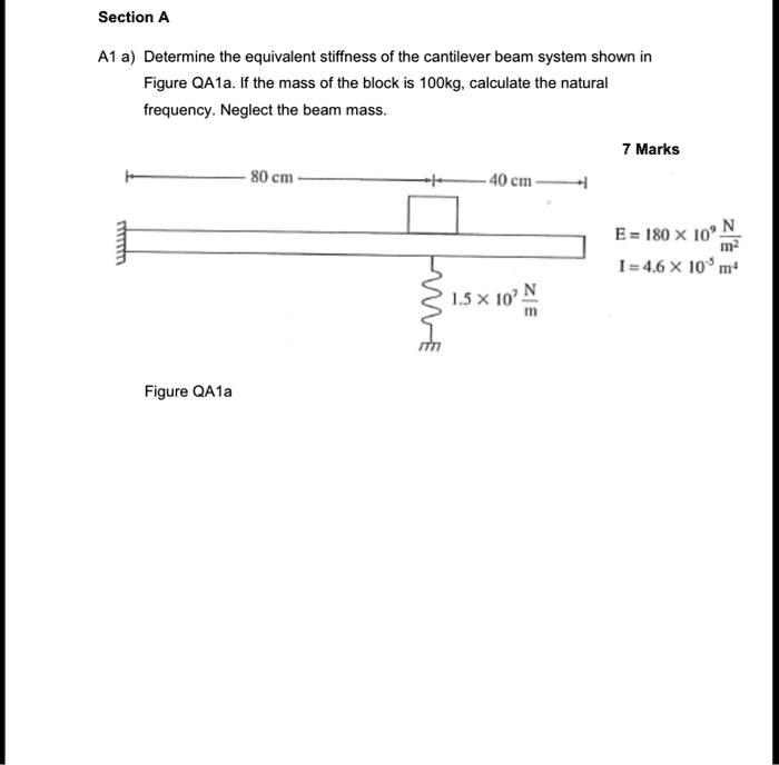 SOLVED: Section A A1 a) Determine the equivalent stiffness of the ...