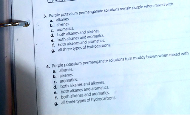 SOLVED: purple = wnen mixed with solutions iemain Purple potassium ... SOLVED: purple = wnen mixed with solutions iemain Purple potassium ...