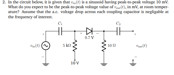 SOLVED: 2. In the circuit below, it is given that vi n(t) is a sinusoid ...