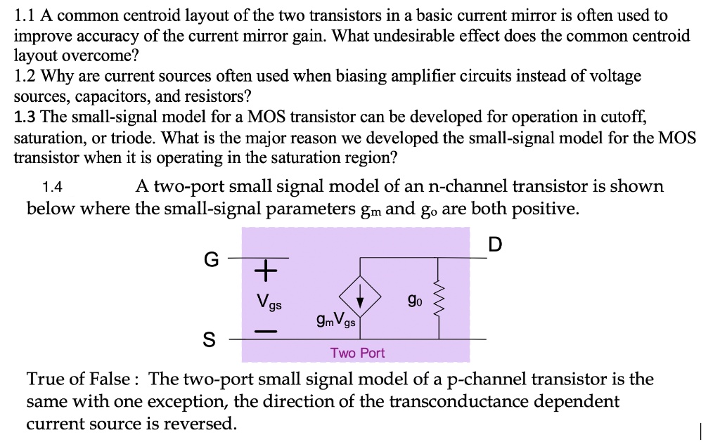 SOLVED: 1.1 A common centroid layout of the two transistors in a basic ...