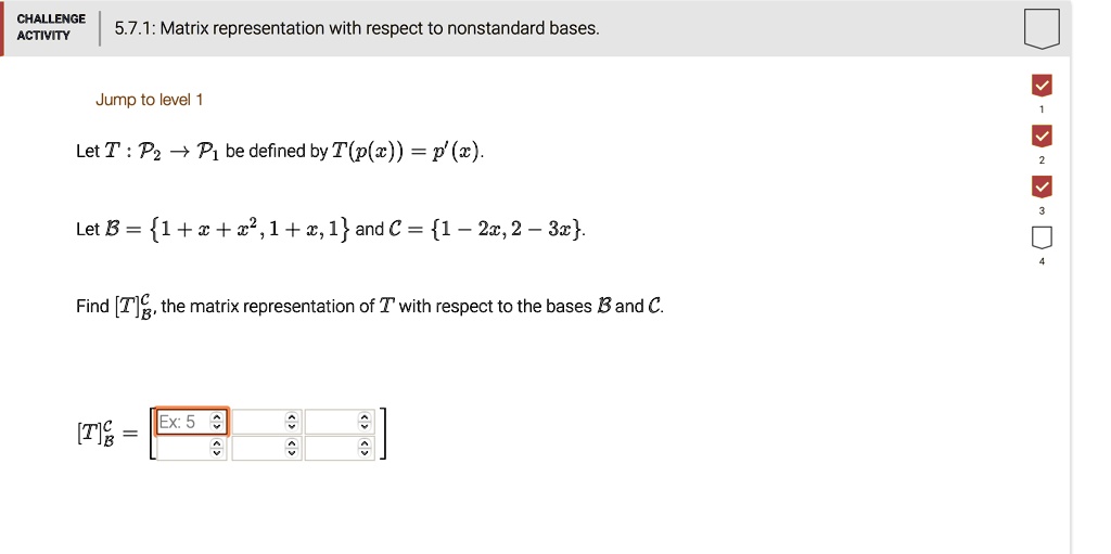 challenge activity 571 matrix representation with respect to ...