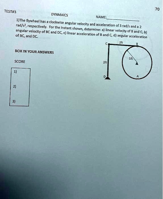 test 3 dynamics name 1 the flywheel has a clockwise angular velocity ...