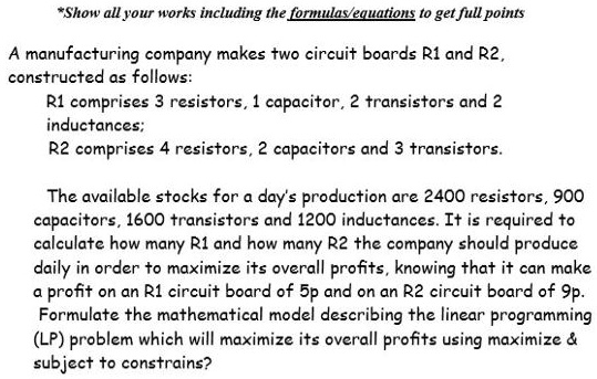 show allyour works including the formulasequations to get full points ...