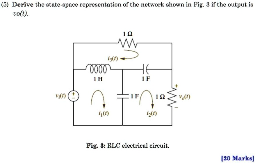 (5) Derive the state-space representation of the network shown in Fig ... (5) Derive the state-space representation of the network shown in Fig ...