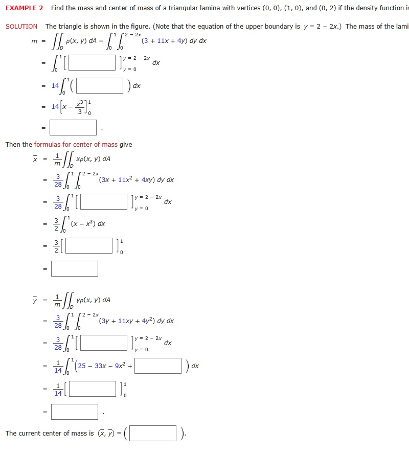 example 2 find the mass and center of mass of triangular lamina with ...