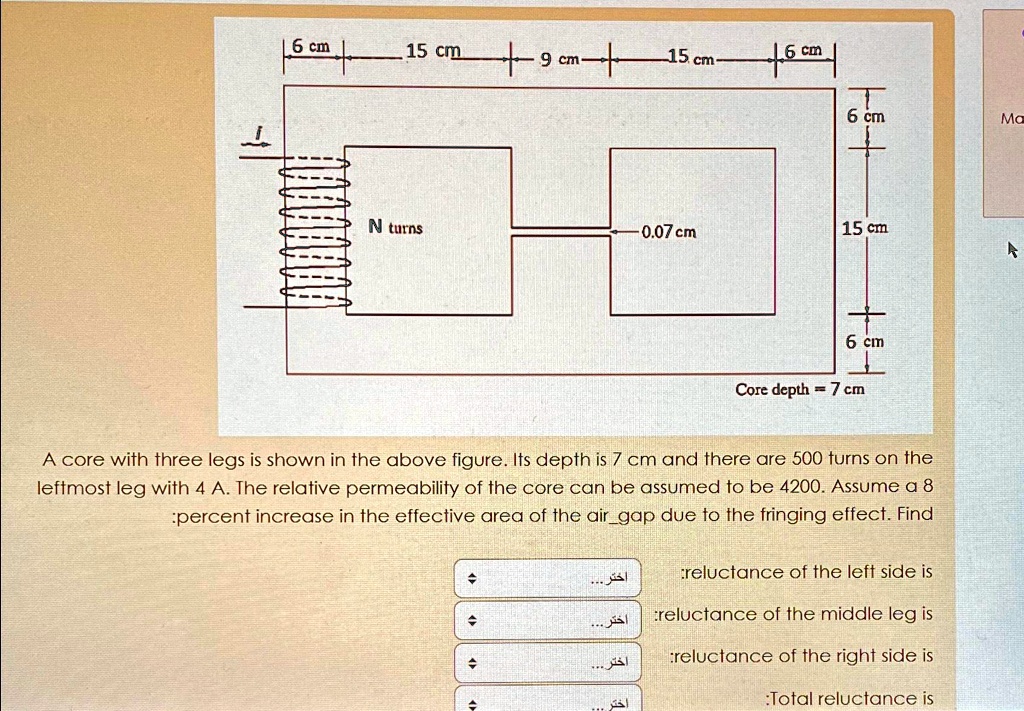 SOLVED: A core with three legs is shown in the above figure. Its depth is 7 cm and there are 500 ...