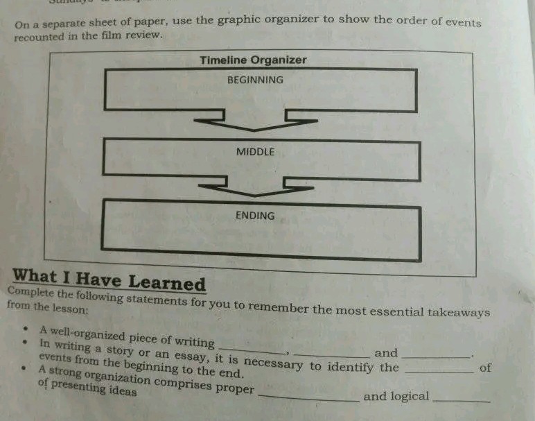 On a separate sheet of paper, use the graphic organizer to show the ...