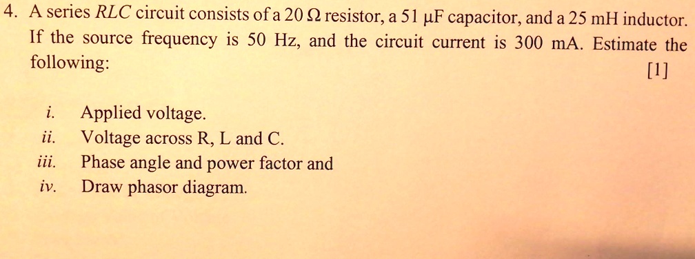 SOLVED: A series RLC circuit consists of a 20 Î© resistor, a 51 pF ...