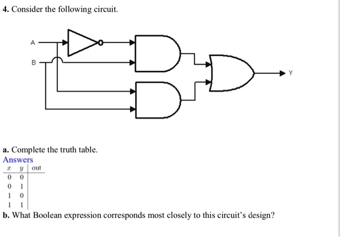 SOLVED: 4. Consider the following circuit Complete the truth table ... SOLVED: 4. Consider the following circuit Complete the truth table ...