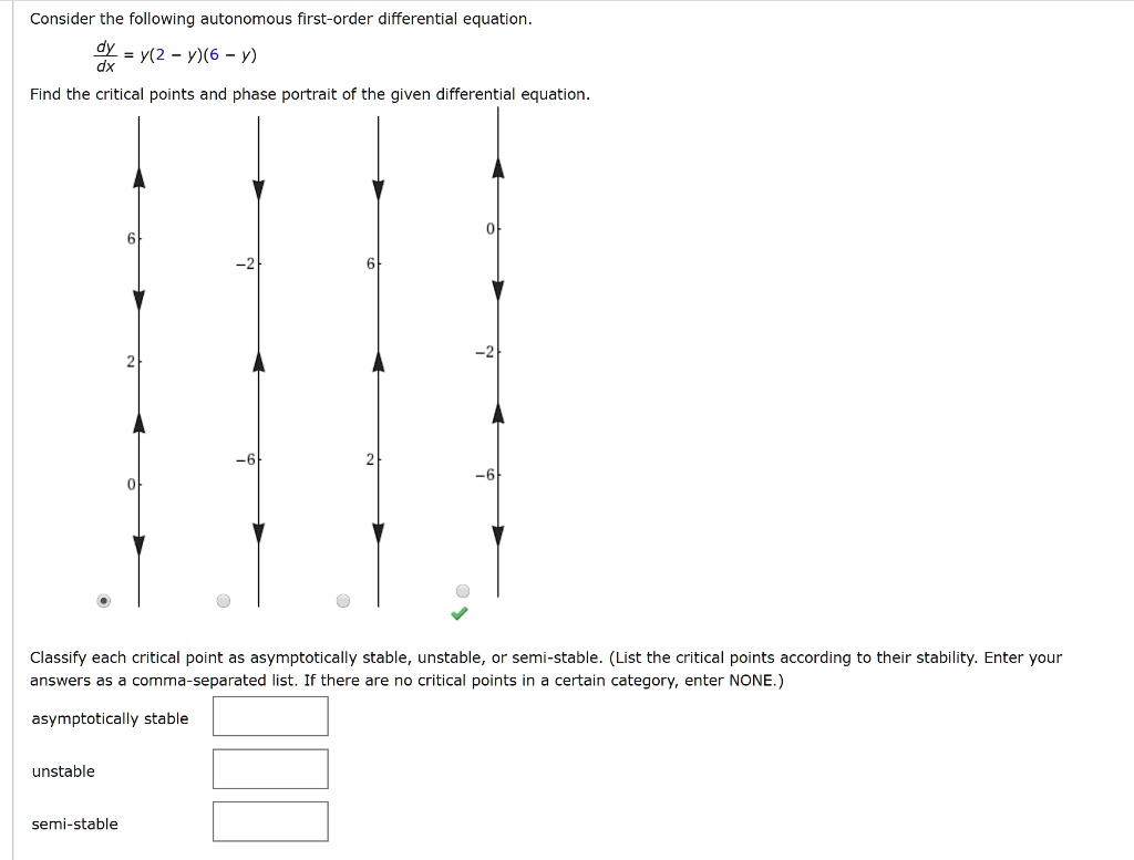 SOLVED: Consider the following autonomous first-order differential ...