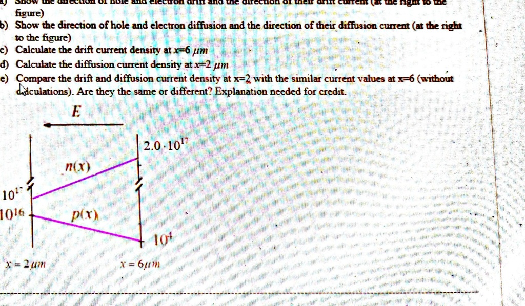 SOLVED: Figure: b) Show the direction of hole and electron diffusion ...