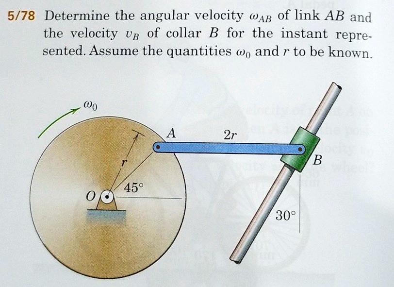 5/78 Determine the angular velocity ωAB of link AB and the velocity vB of collar B for the ...