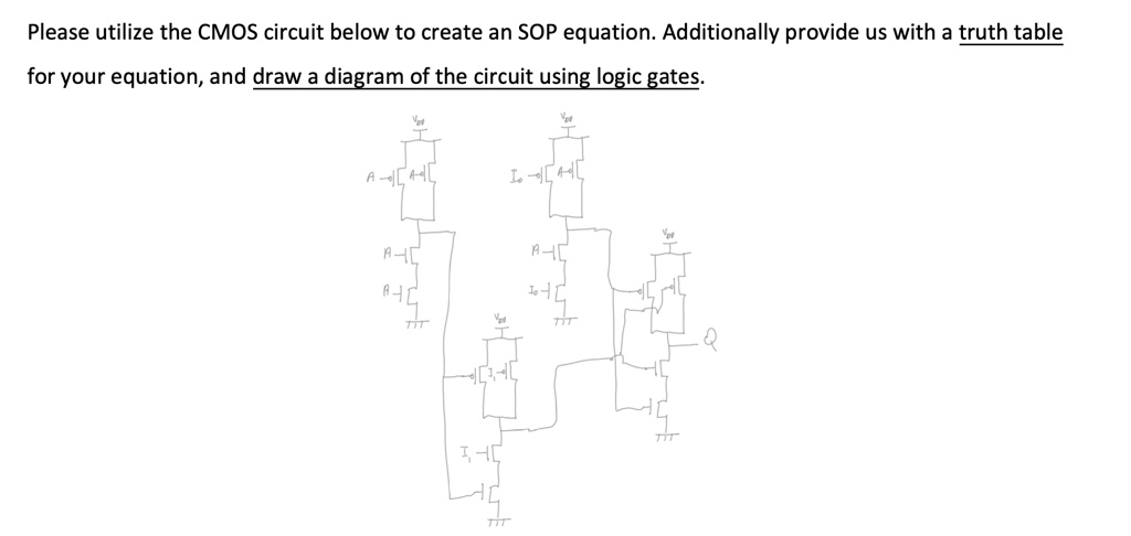 Please utilize the CMOS circuit below to create an SOP equation ...