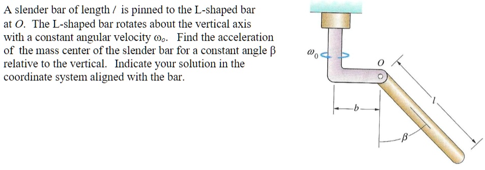 SOLVED: A slender bar of length/ is pinned to the L-shaped bar at O ...