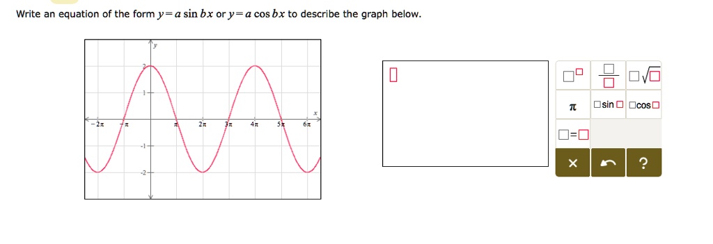 SOLVED: Write an equation of the form y= a sin bx ory= cos bx to ...