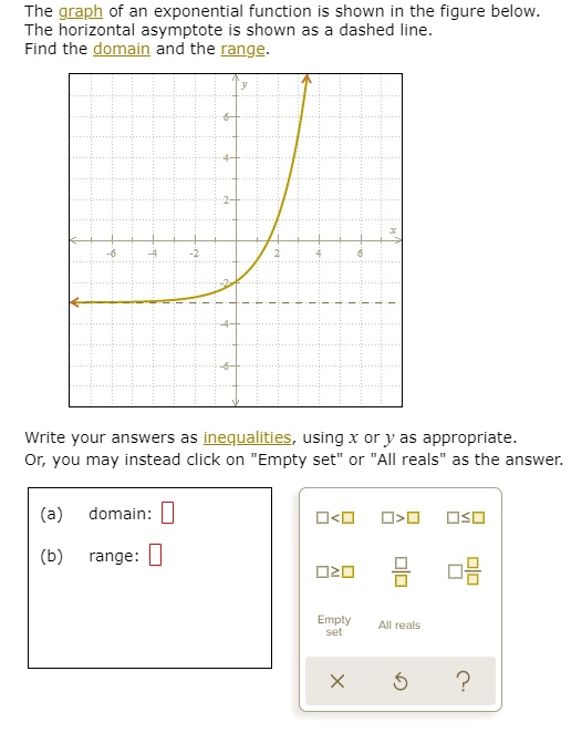 SOLVED: The graph of an exponential function is shown in the figure below: The horizontal ...
